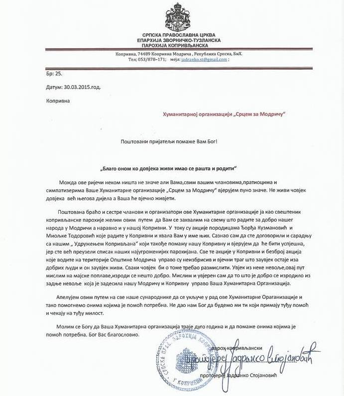 Pismo zahvale i podrške protojereja Jadranka Stojanovića – pismo za sve ...